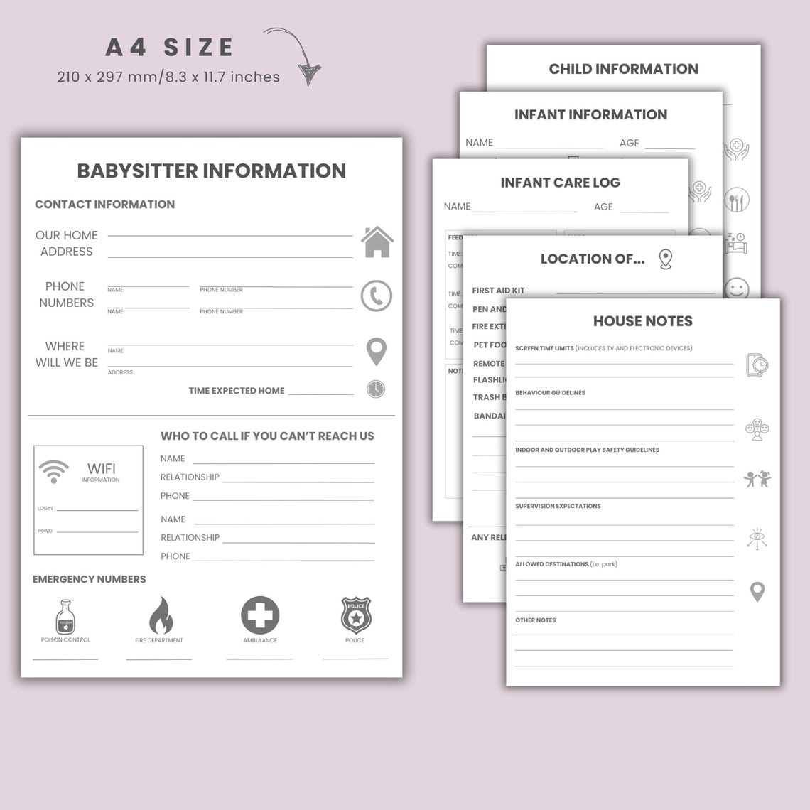 Printable Emergency Babysitter Information Sheet, Babysitter ...