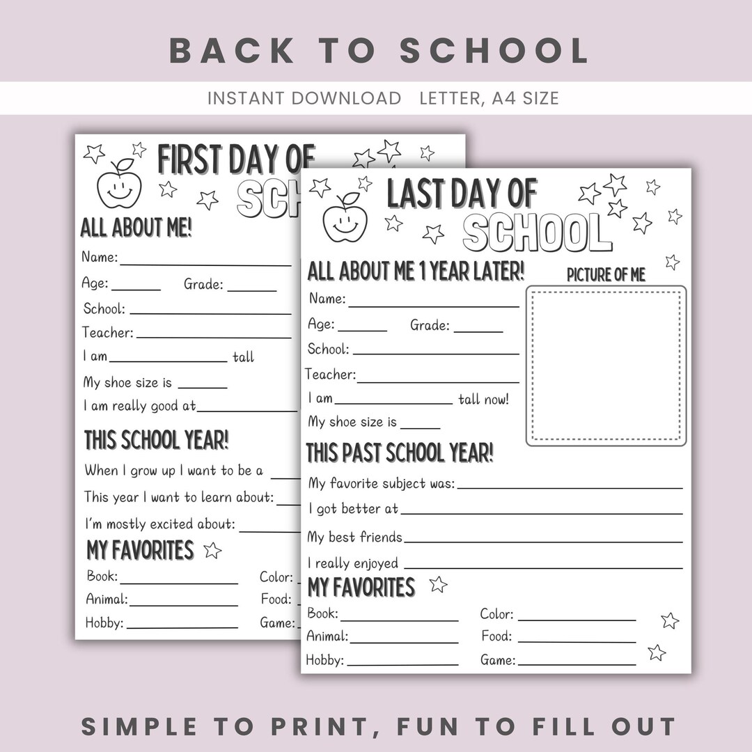 Printable First and Last Day of School Keepsake Worksheet, Back to ...