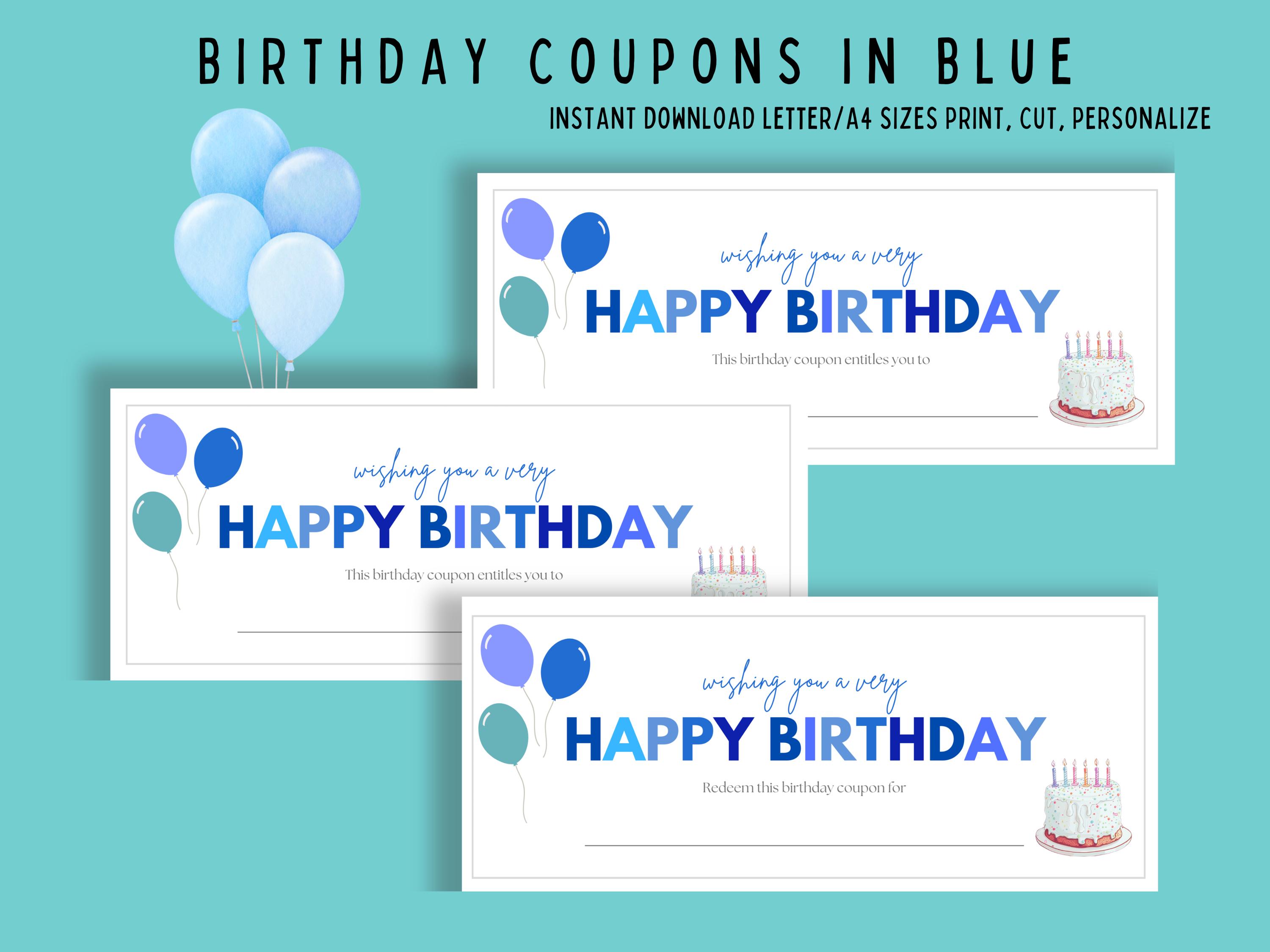 Printable Birthday Coupons: Fill-in DIY Gift (a4/letter PDF) - Etsy