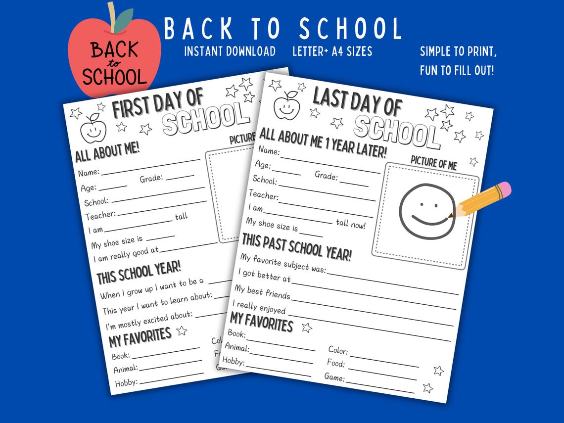 Printable First and Last Day of School Keepsake Worksheet, Back to ...