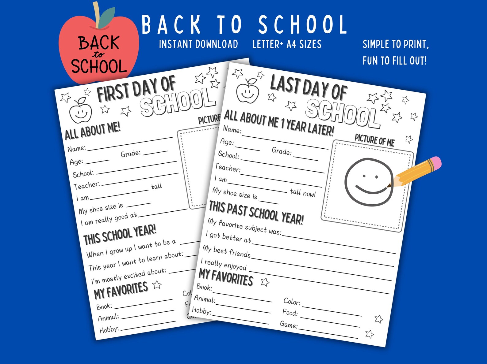 Printable First and Last Day of School Keepsake Worksheet, Back to ...