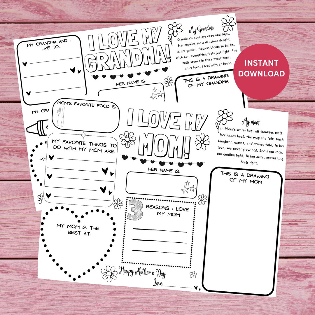 Mothers Day Printable, All About My Mom, Mothers Day Gift, Card for Mom ...