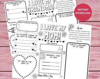 Mother's Day Printable, All About My Mom, Mothers Day Gift, Card for ...