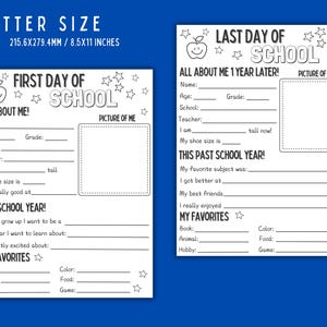 Printable First and Last Day of School Keepsake Worksheet, Back to ...