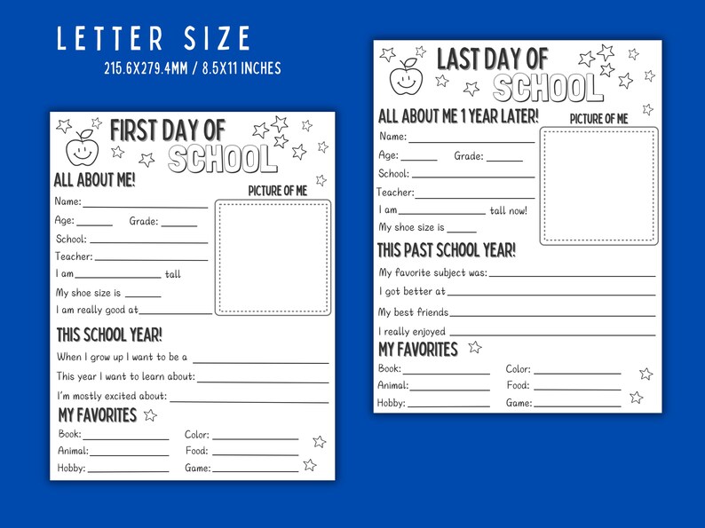 Printable First and Last Day of School Keepsake Worksheet, Back to ...