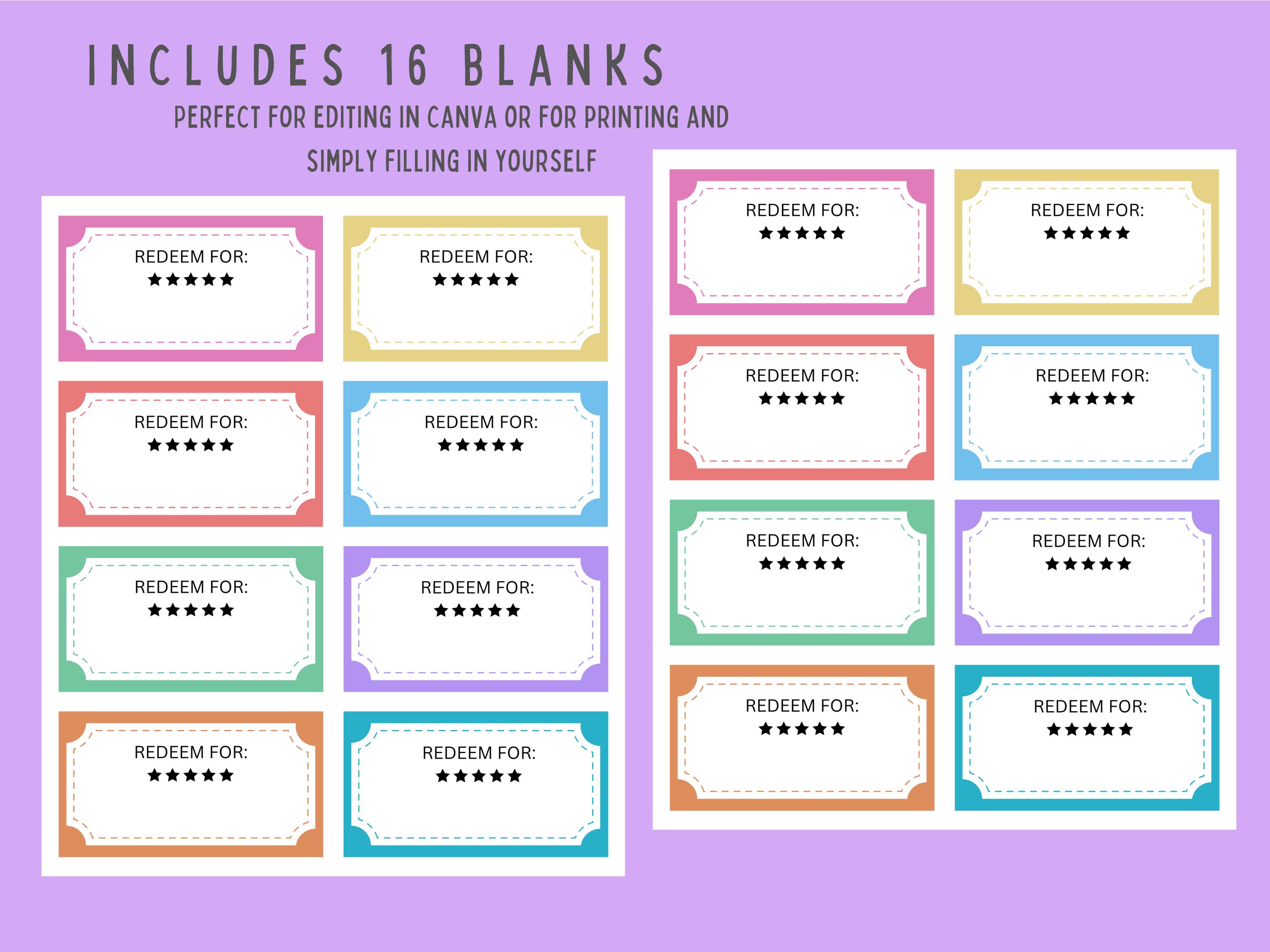 Printable Kids Reward Coupon Book: Editable Birthday Gift (digital ...