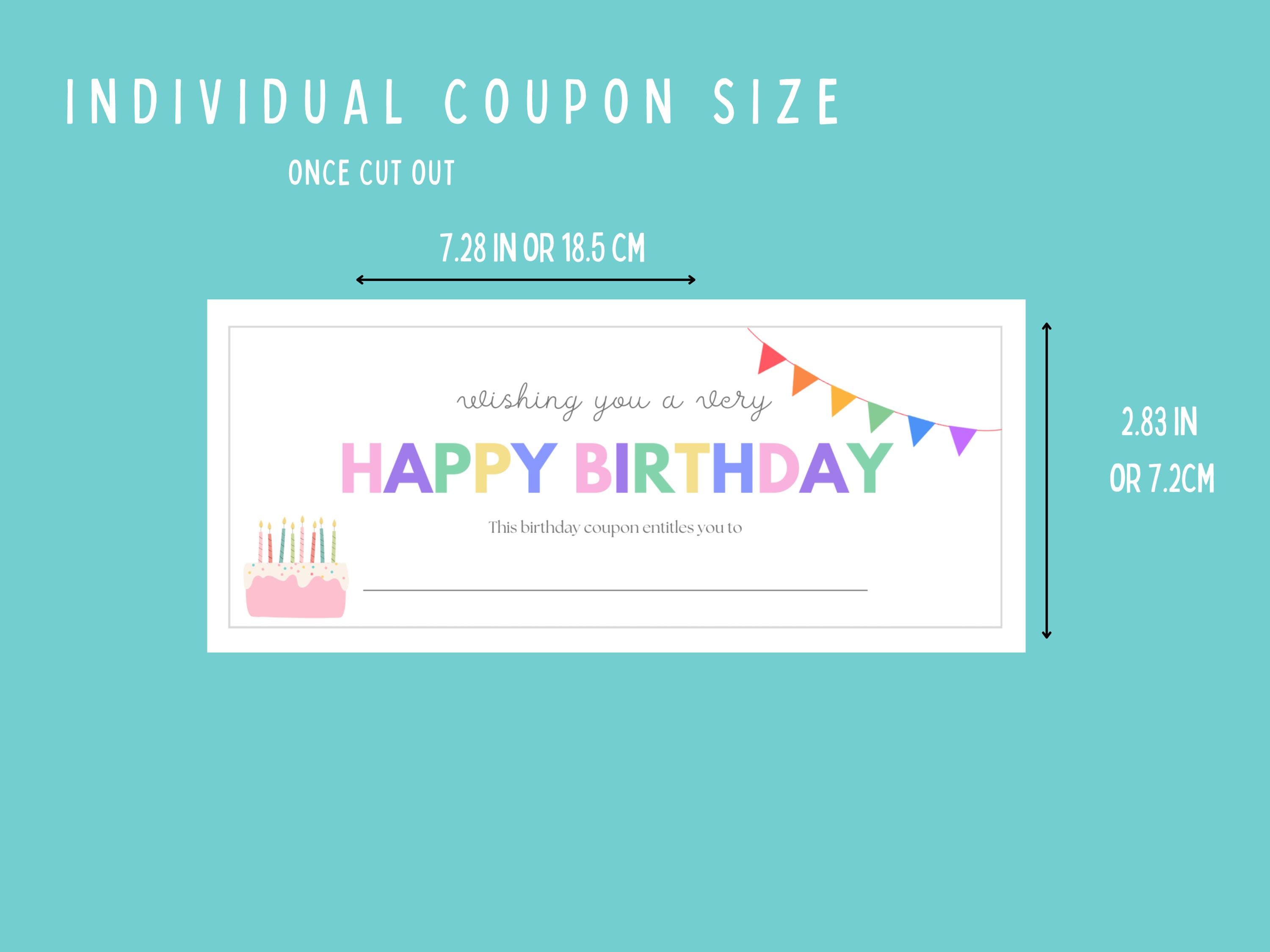 Birthday Gift, Printable Happy Birthday Coupons, Unique DIY Birthday ...