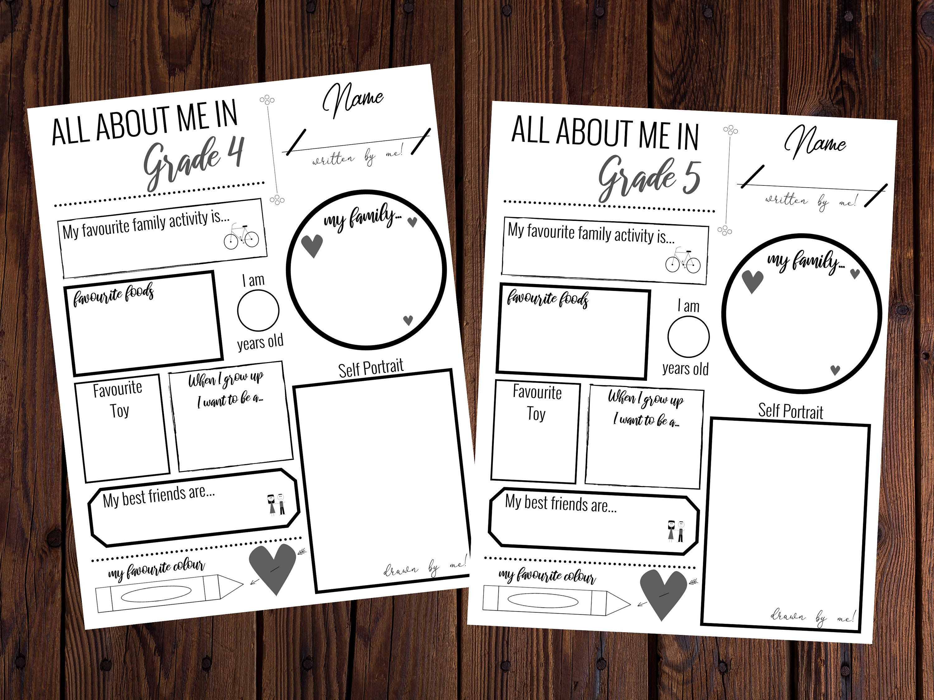 Preschool to Grade 5 All About Me Printable Elementary | Etsy