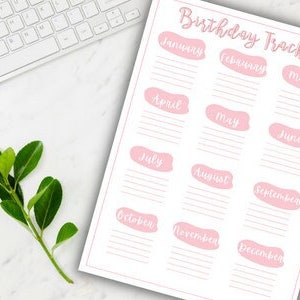 Birthday Tracker Calendar Printable - Birthday Planner for Digital ...