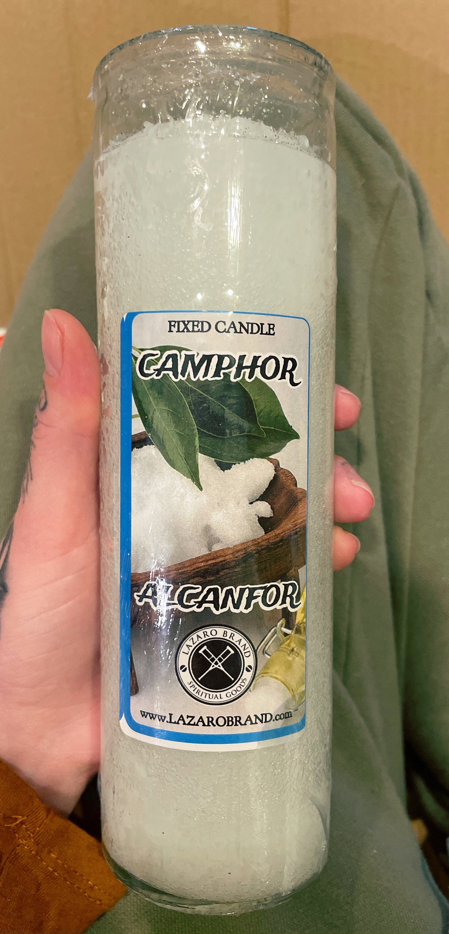 Camphor Alcanfor Dressed and Blessed Candle for Negativity, Evil ...