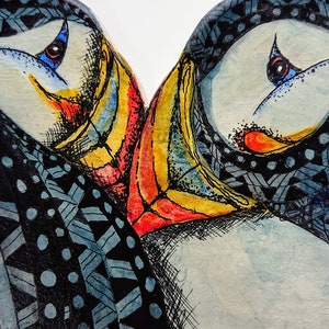 Handmade Clay Puffin Wallhangings. Handpainted in Watercolours and Then ...