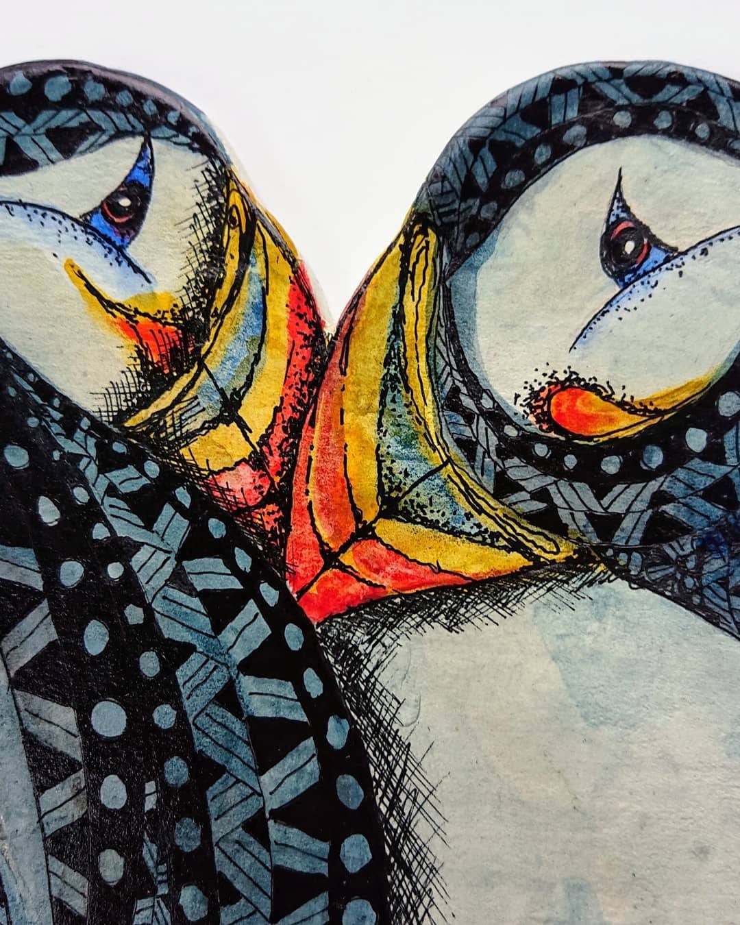 Handmade Clay Puffin Wallhangings. Handpainted in Watercolours and Then ...