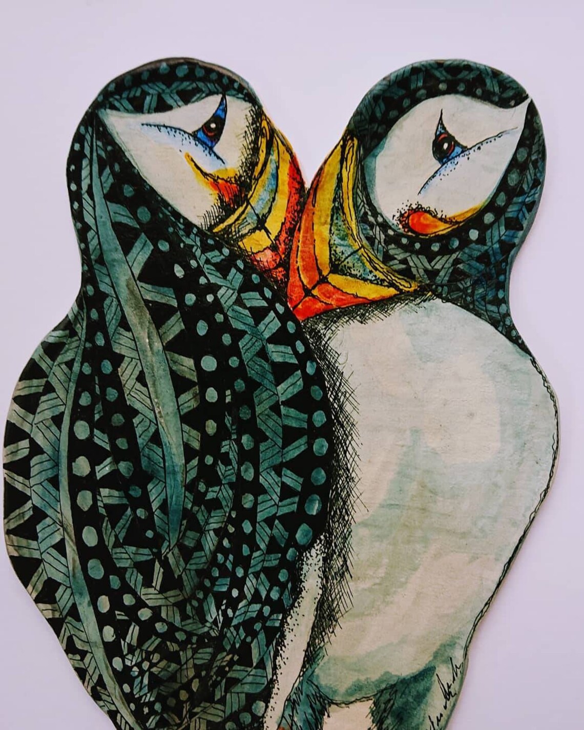 Handmade Clay Puffin Wallhangings. Handpainted in Watercolours and Then ...