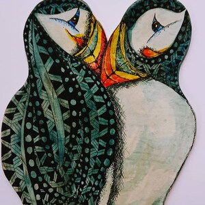 Handmade Clay Puffin Wallhangings. Handpainted in Watercolours and Then ...