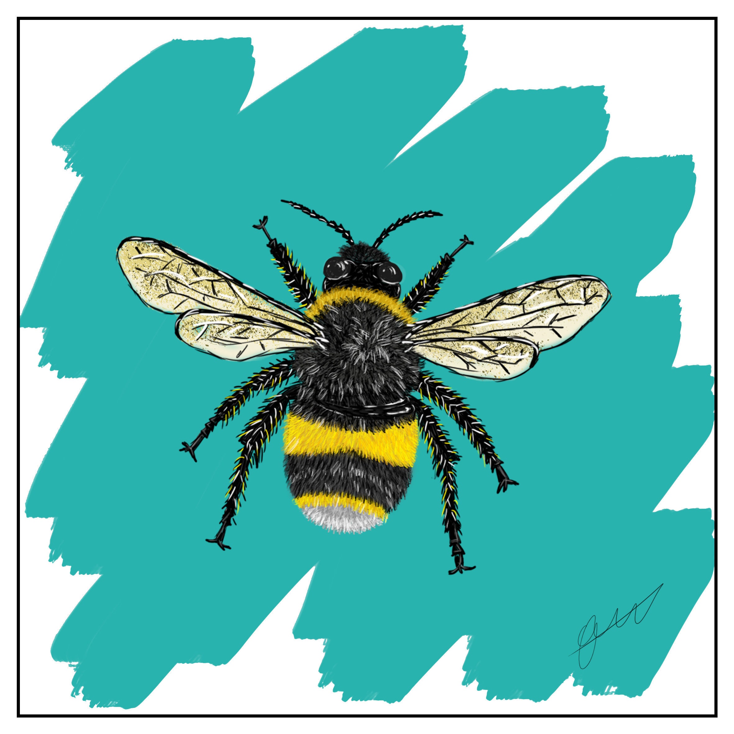 Bee Illustration, Bee Digital Illustration, Bee Print, Animal Print - Etsy