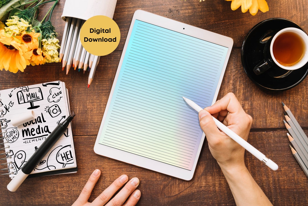 Gradient Lined Paper Digital Download // Goodnotes Lined Paper ...