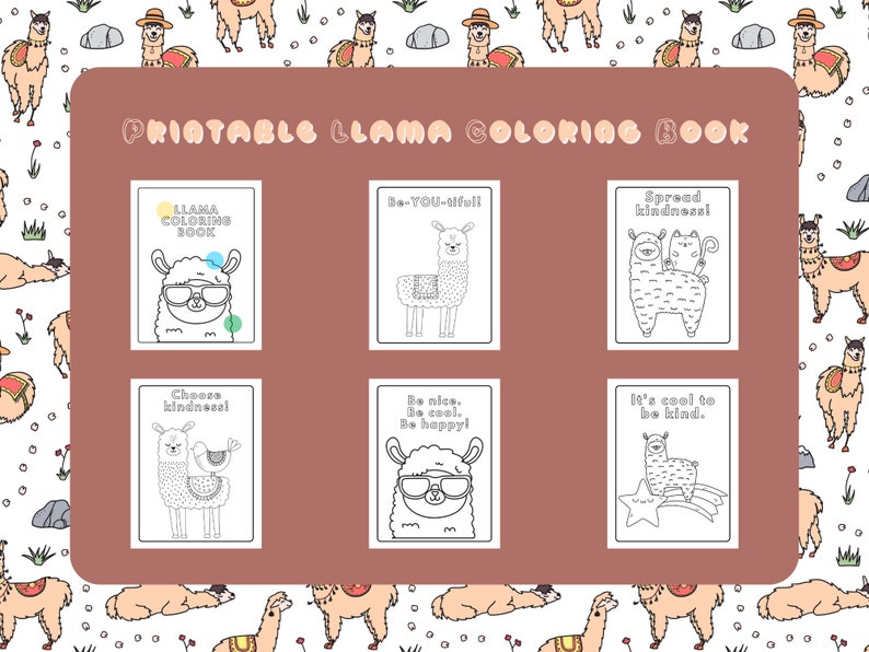 Llama Coloring Book Pages // Printable Colouring Book, Boho Llama ...