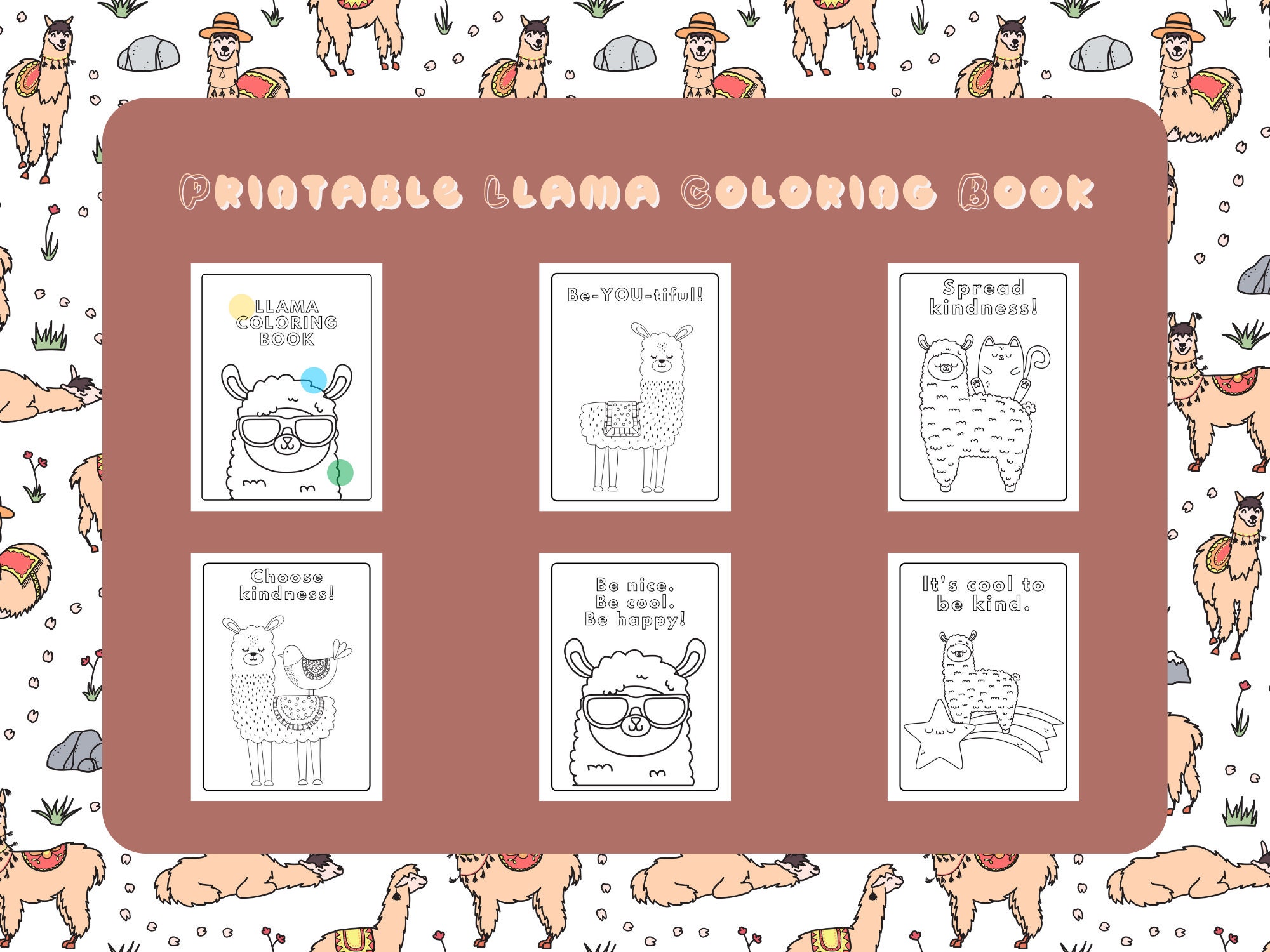 Llama Coloring Book Pages // Printable Colouring Book, Boho Llama ...
