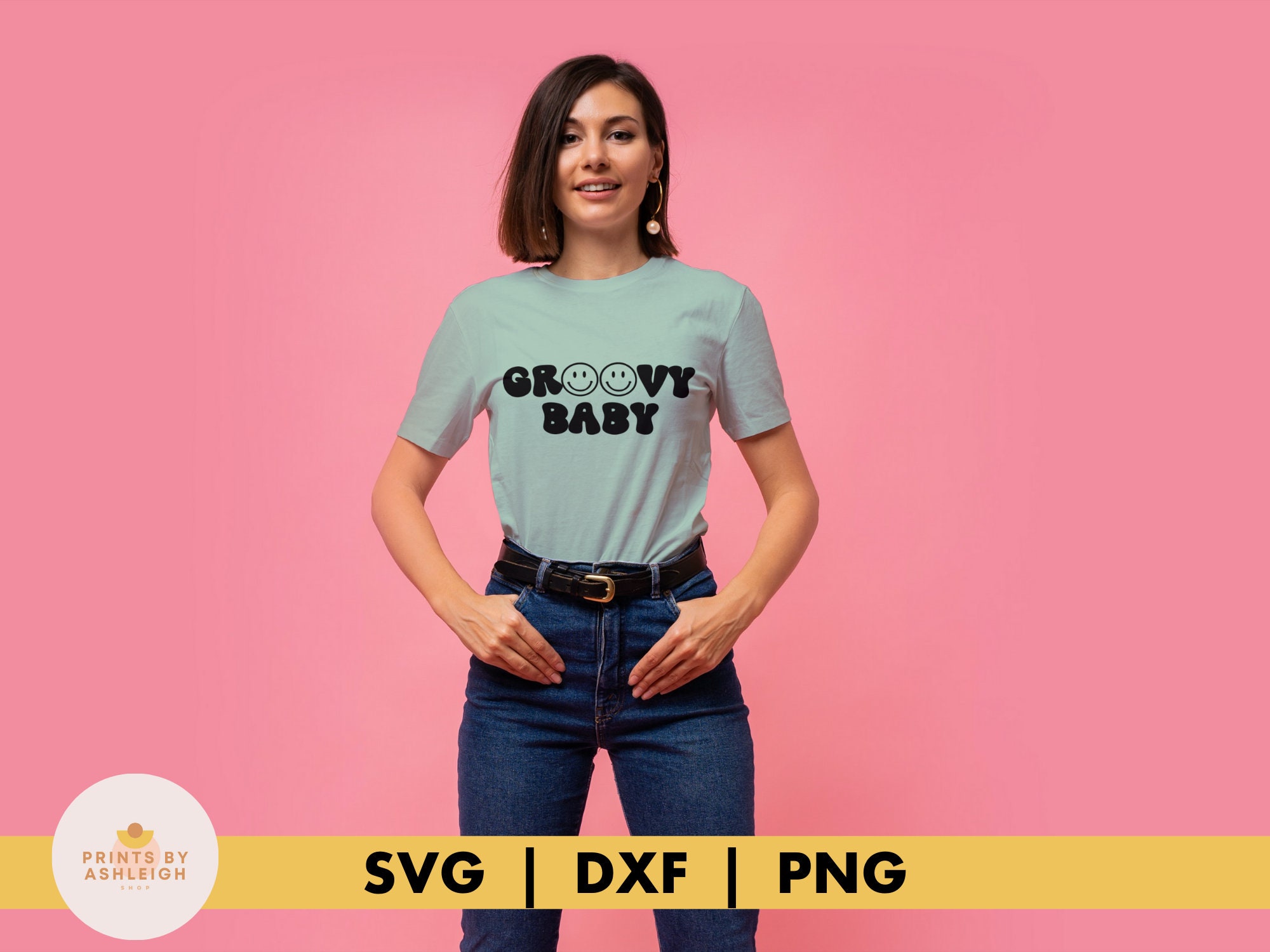 Groovy Baby SVG // Retro Cut File for Cricut, Aesthetic Silhouette File ...