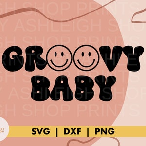 Groovy Baby SVG // Retro Cut File for Cricut, Aesthetic Silhouette File ...