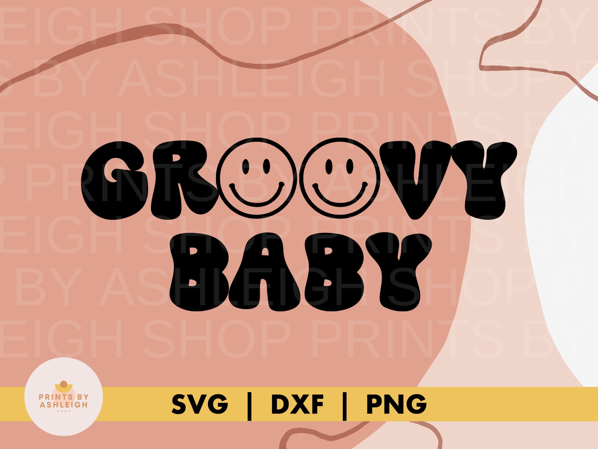 Groovy Baby SVG // Retro Cut File for Cricut, Aesthetic Silhouette File ...