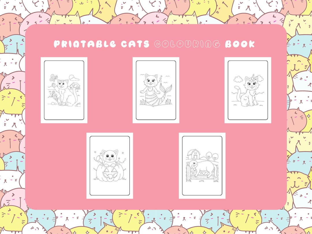 Cat Colouring Book Pages // Printable Colouring Book, Cute Cats ...