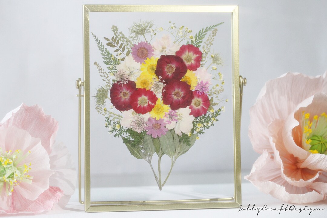 Mixed Color Bouquet Pressed Flower Frame, Pressed Flower Picture ...