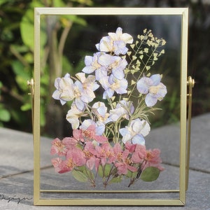 Purple Pressed Flower Frame, Pressed Flower Floating Frame, Pressed ...