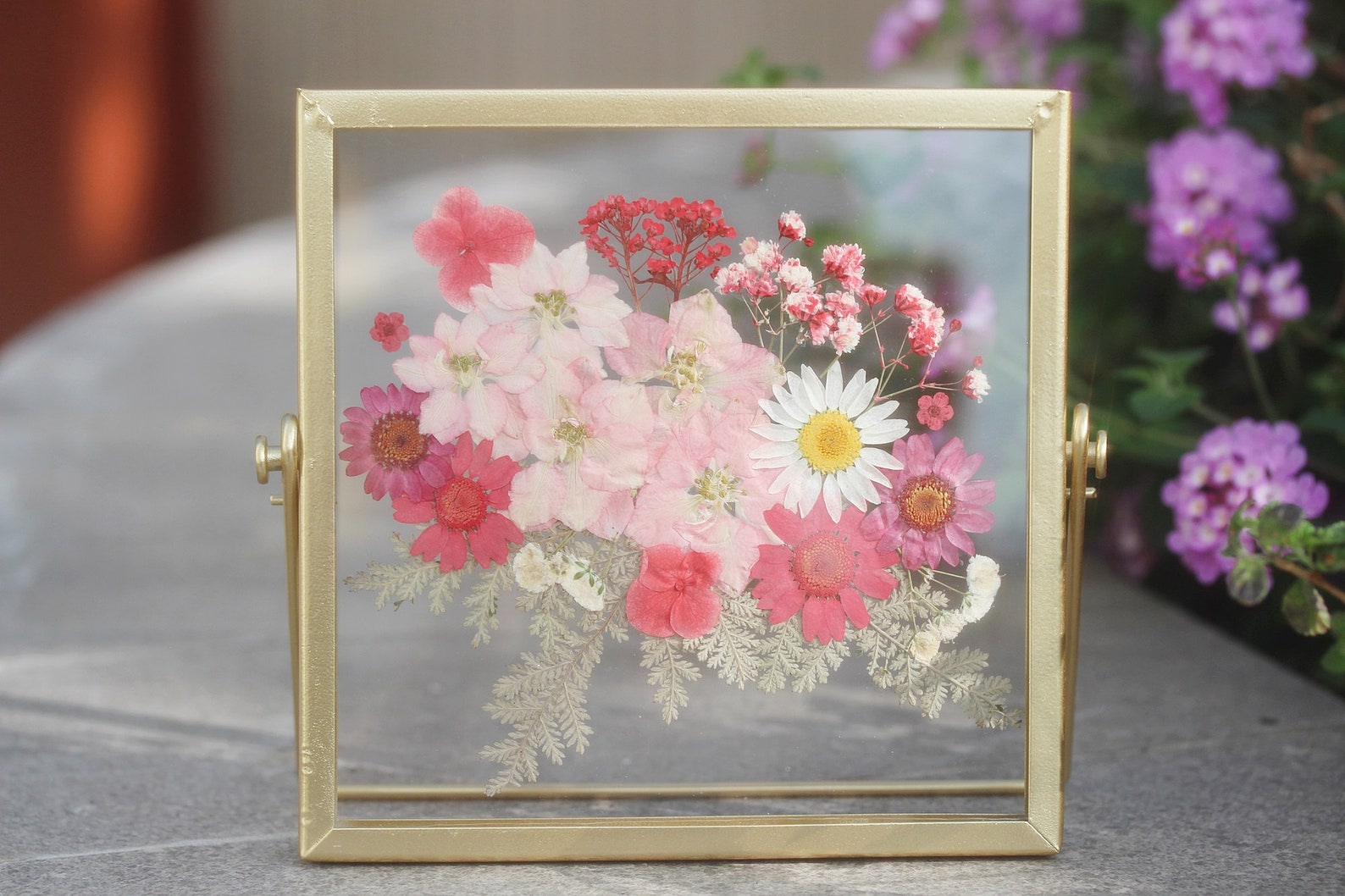 Mixed Pink Pressed Flower Frame, Pressed Flower Floating Frame ...