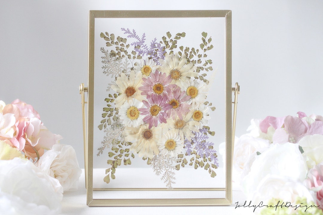 Pressed Wild Flower Frame, Pressed Flower Art Floating Frame, Herbarium ...