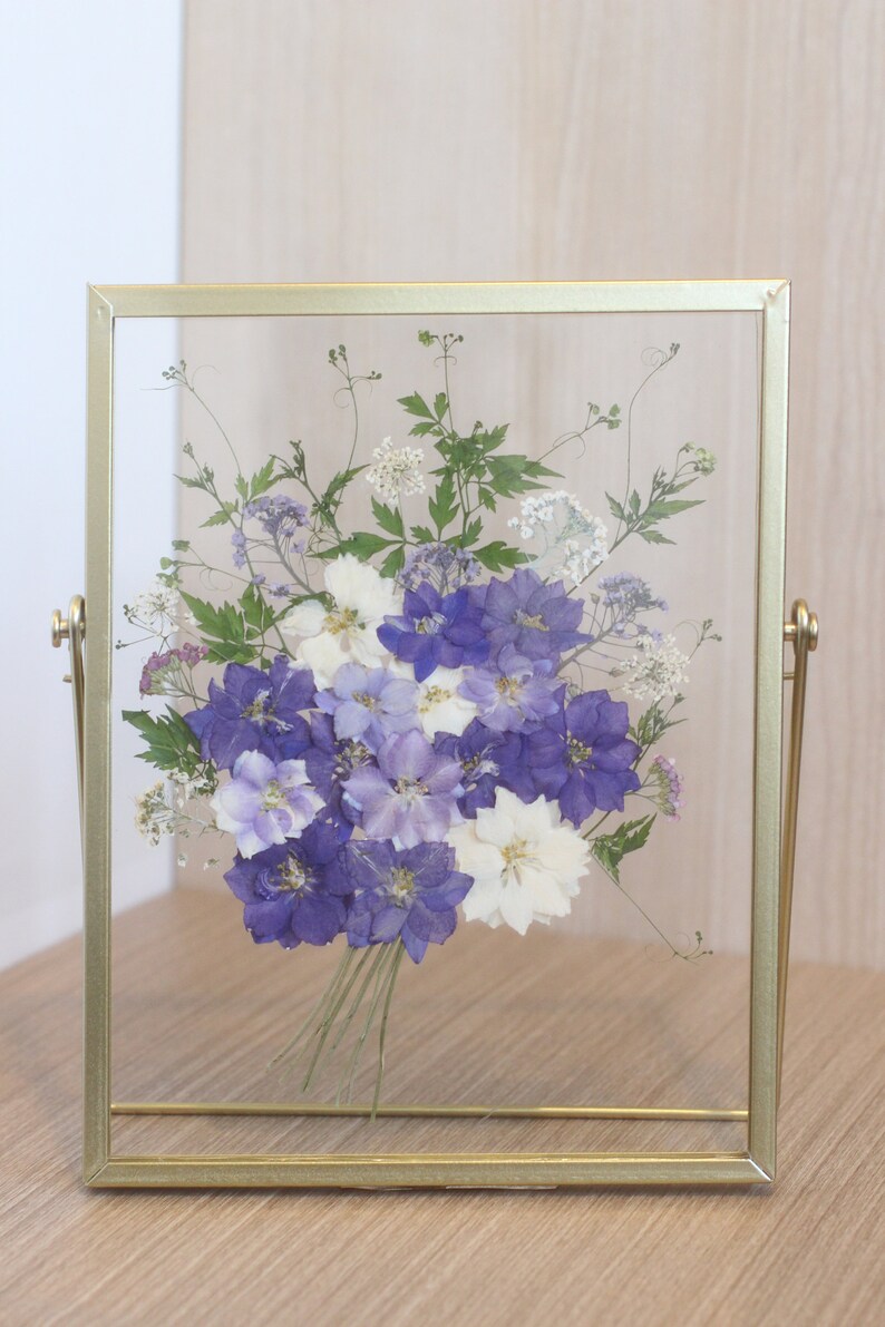 Purple Flowers Bouquet Pressed Flower Herbarium Frame Pressed - Etsy