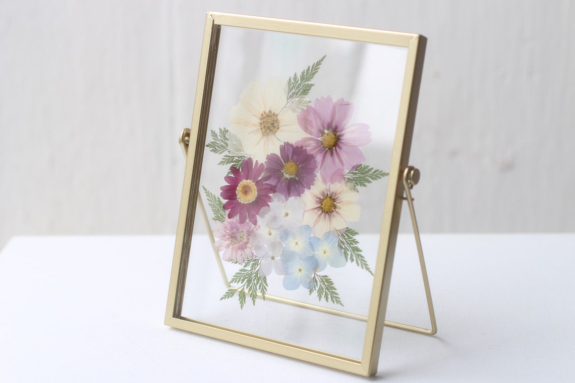 Mixed Leaves & Flowers Pressed Flower Frame, Pressed Dried Flower Frame ...