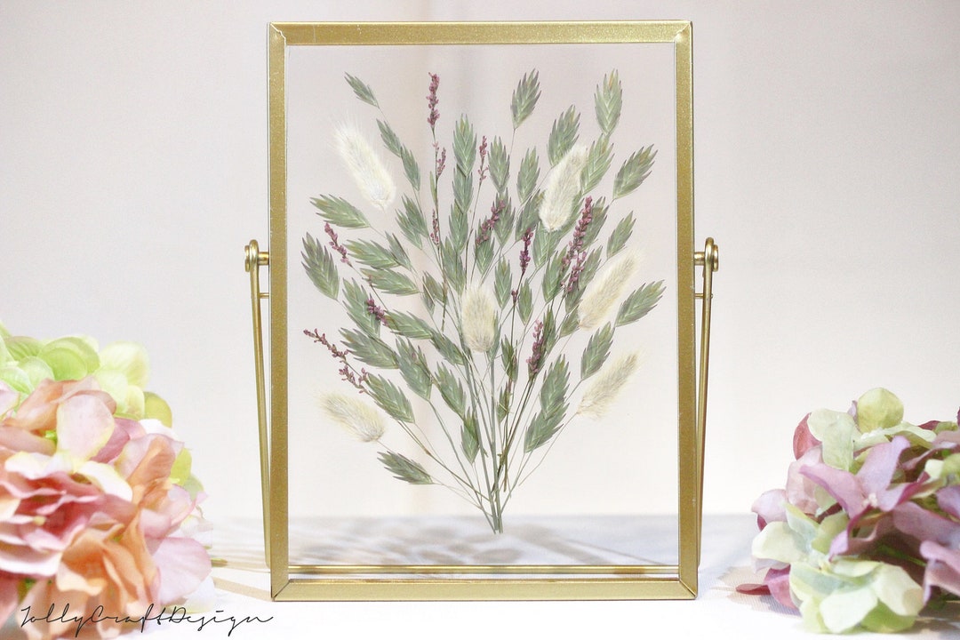 Hand Pressed Grass & Flower Frame, Botanical Floral Floating Herbarium ...