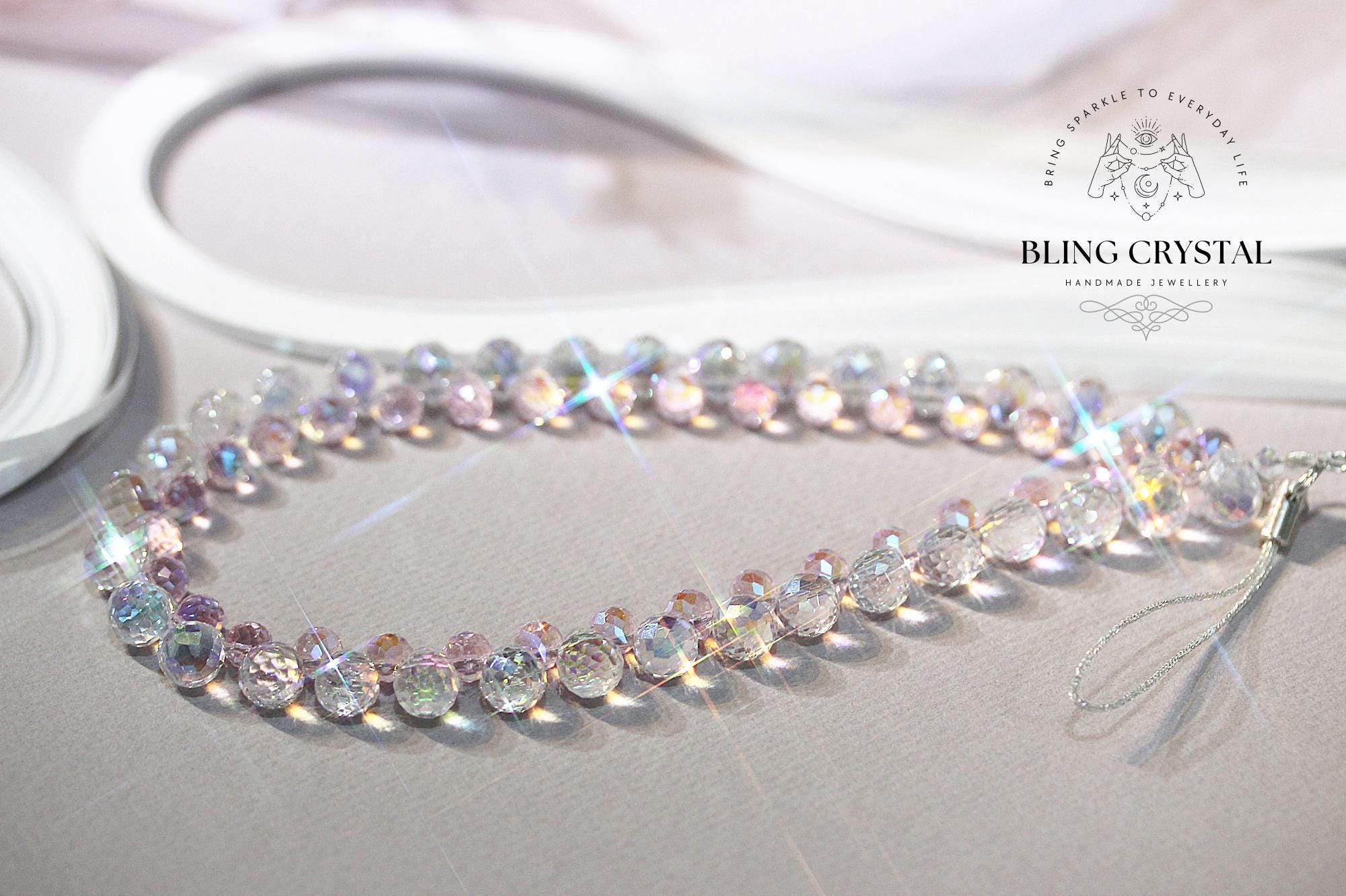 Bling Bling Phone Strap Aurora AB Teardrop Facet Beads Bling W Crystal ...