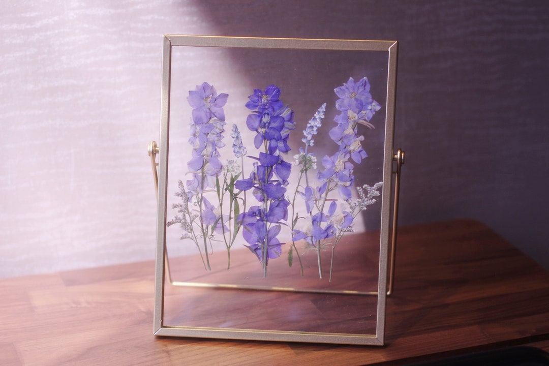 Purple Pressed Flower Frame, Pressed Flower Floating Frame, Pressed ...