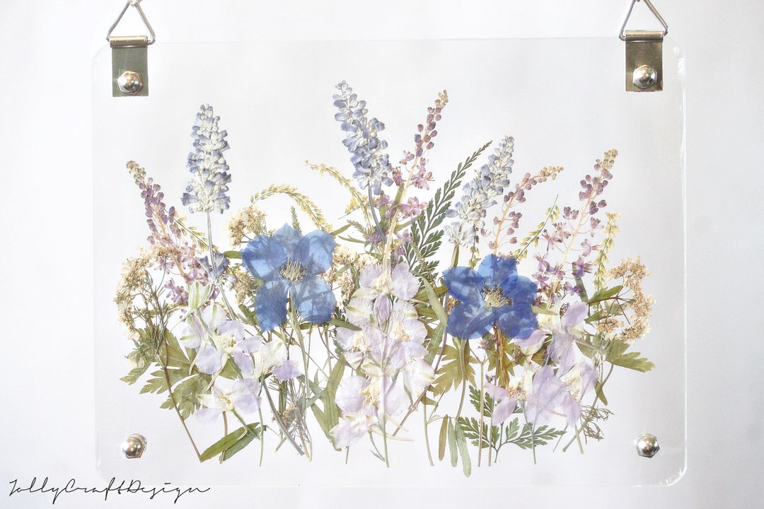 Mixed Herbs Pressed Flower Acrylic Hanging Flower Frame, Pressed Flower ...