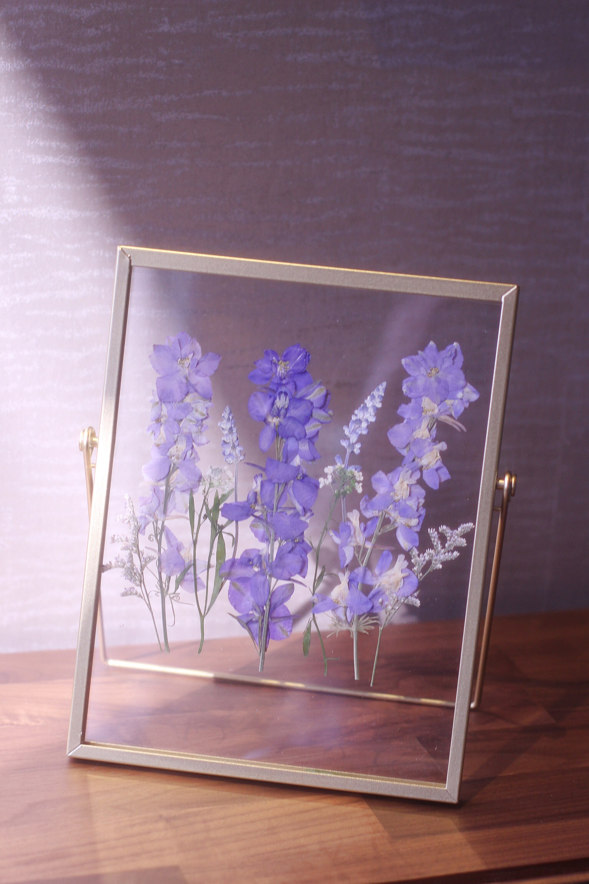 Purple Pressed Flower Frame, Pressed Flower Floating Frame, Pressed ...