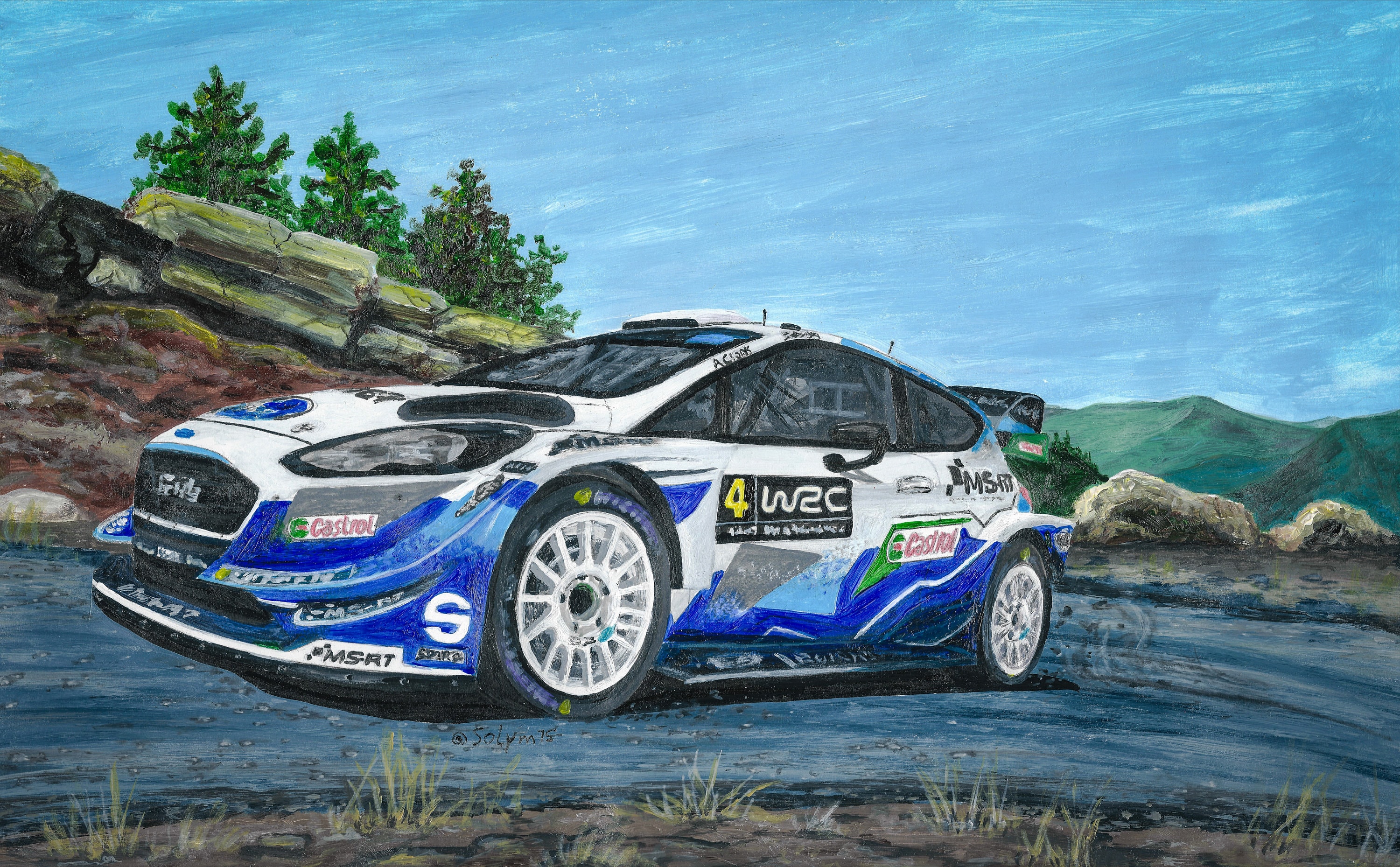Ford Fiesta WRC Car, Acrylic Painting, Digital Download, Rally Print ...