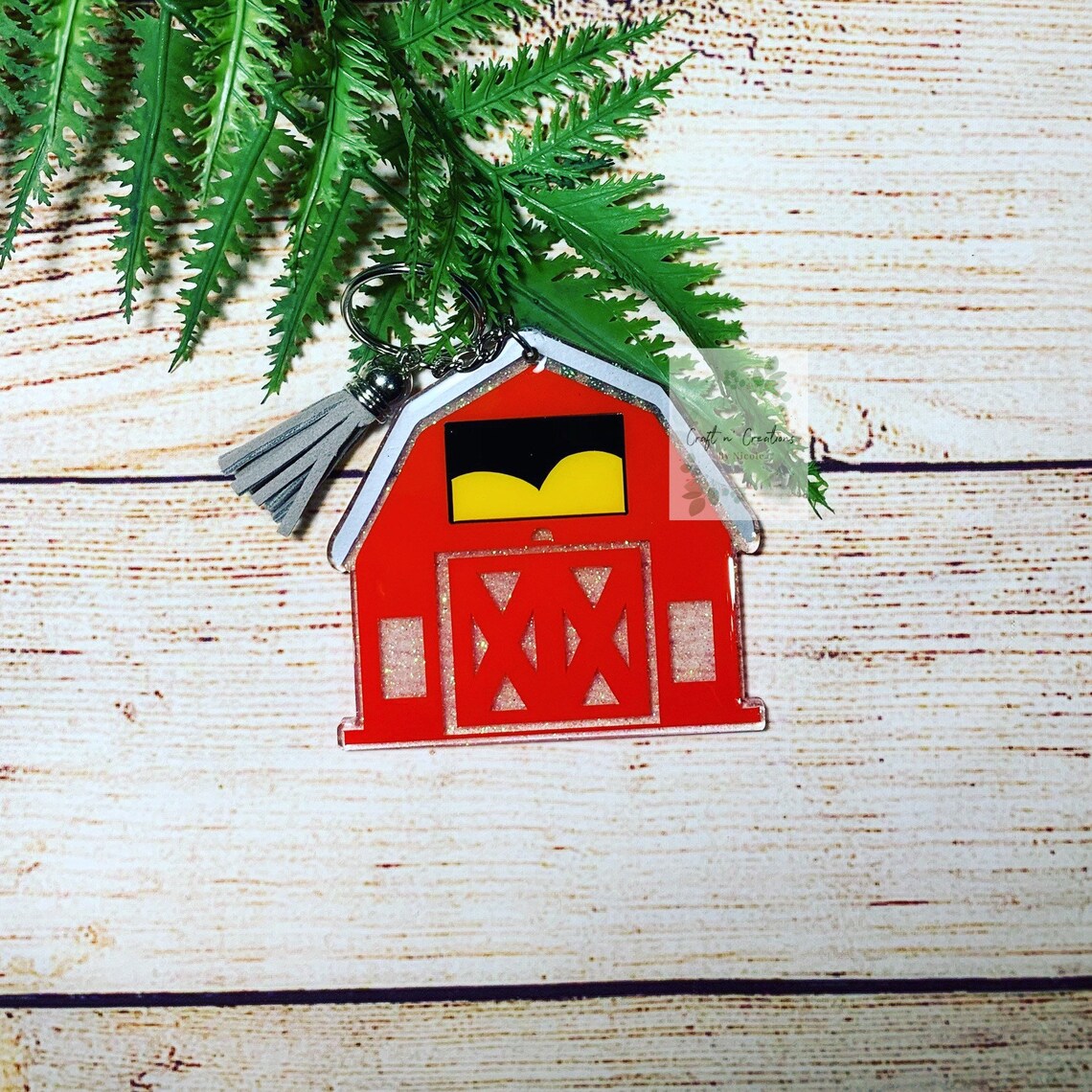 Barn House Keychain Glitter Farm Keychain Acrylic Farm - Etsy