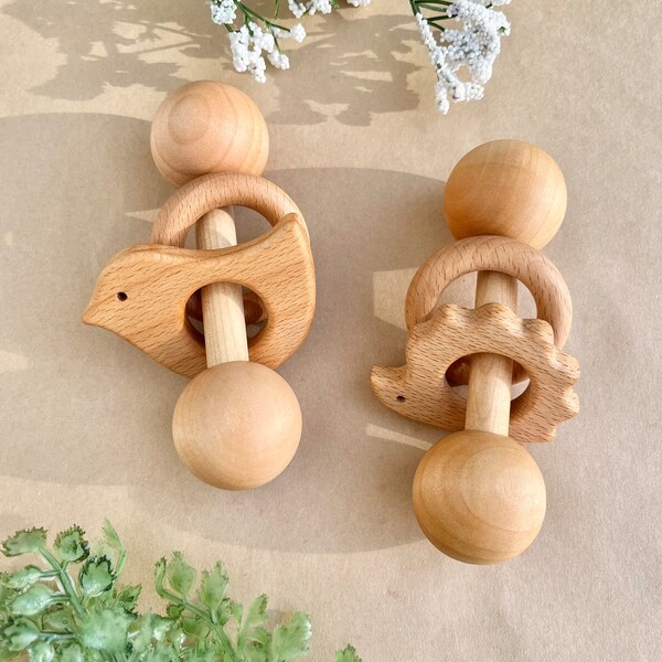 Wooden Baby Rattle - Etsy