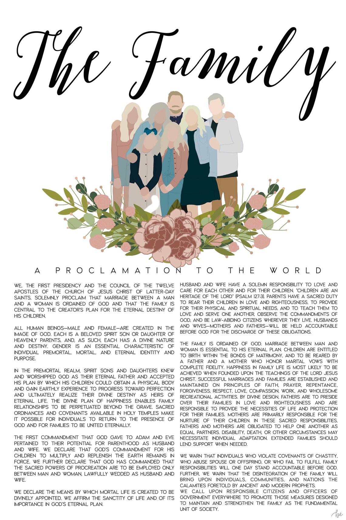 Family Proclamation With Family Drawing - Etsy