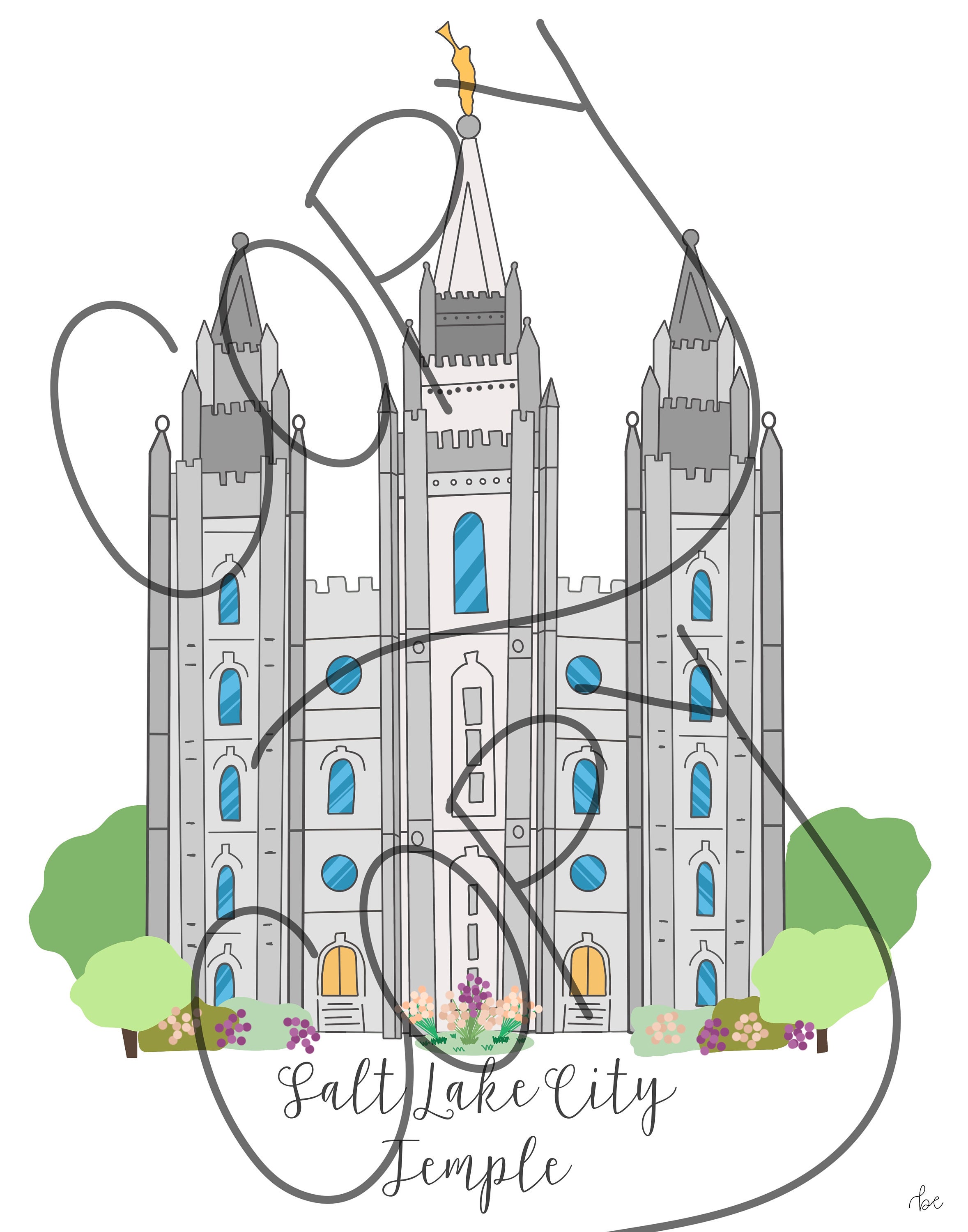 Salt Lake City Temple Digital Drawing - Etsy