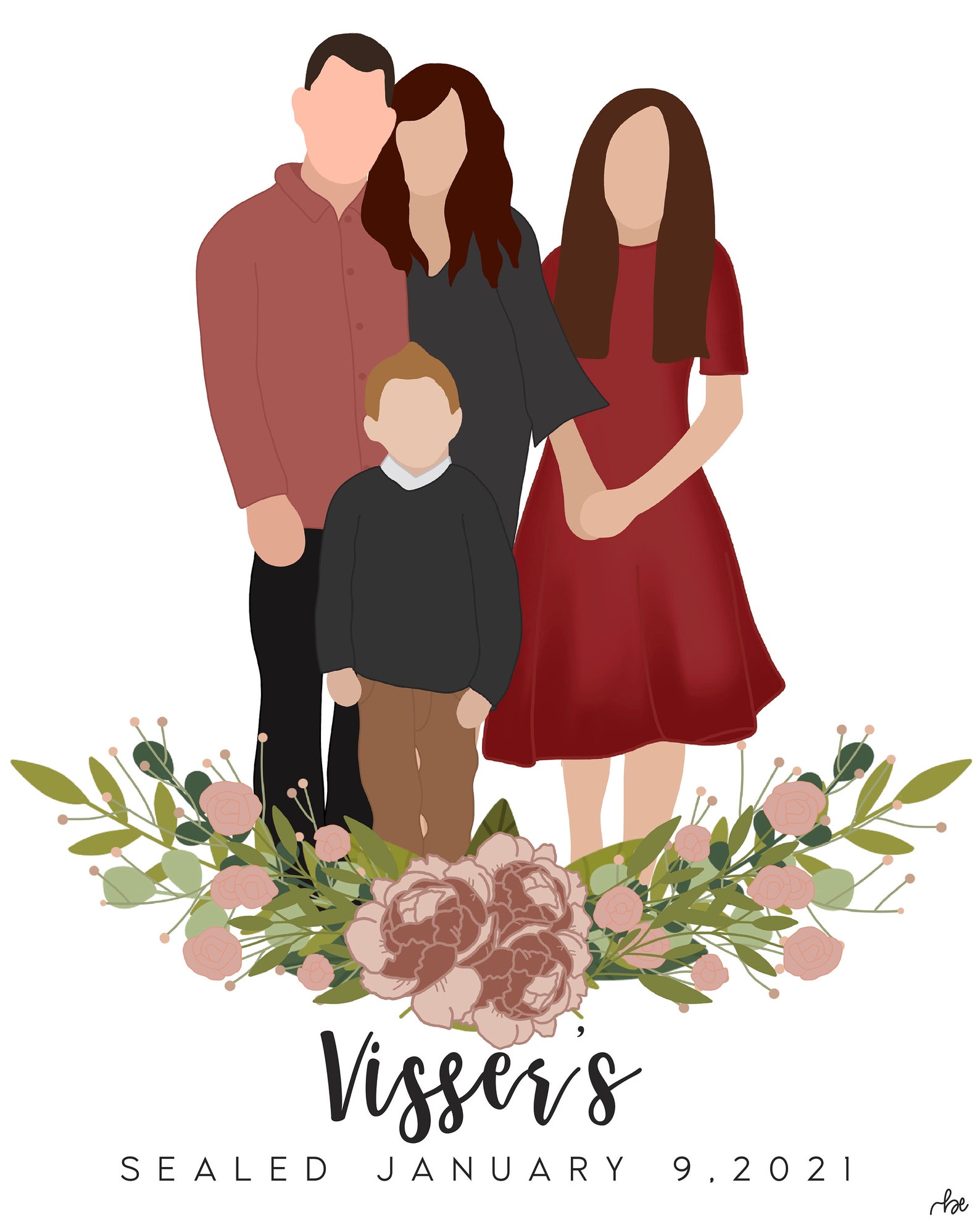 Custom Family Drawings 4-6 People - Etsy