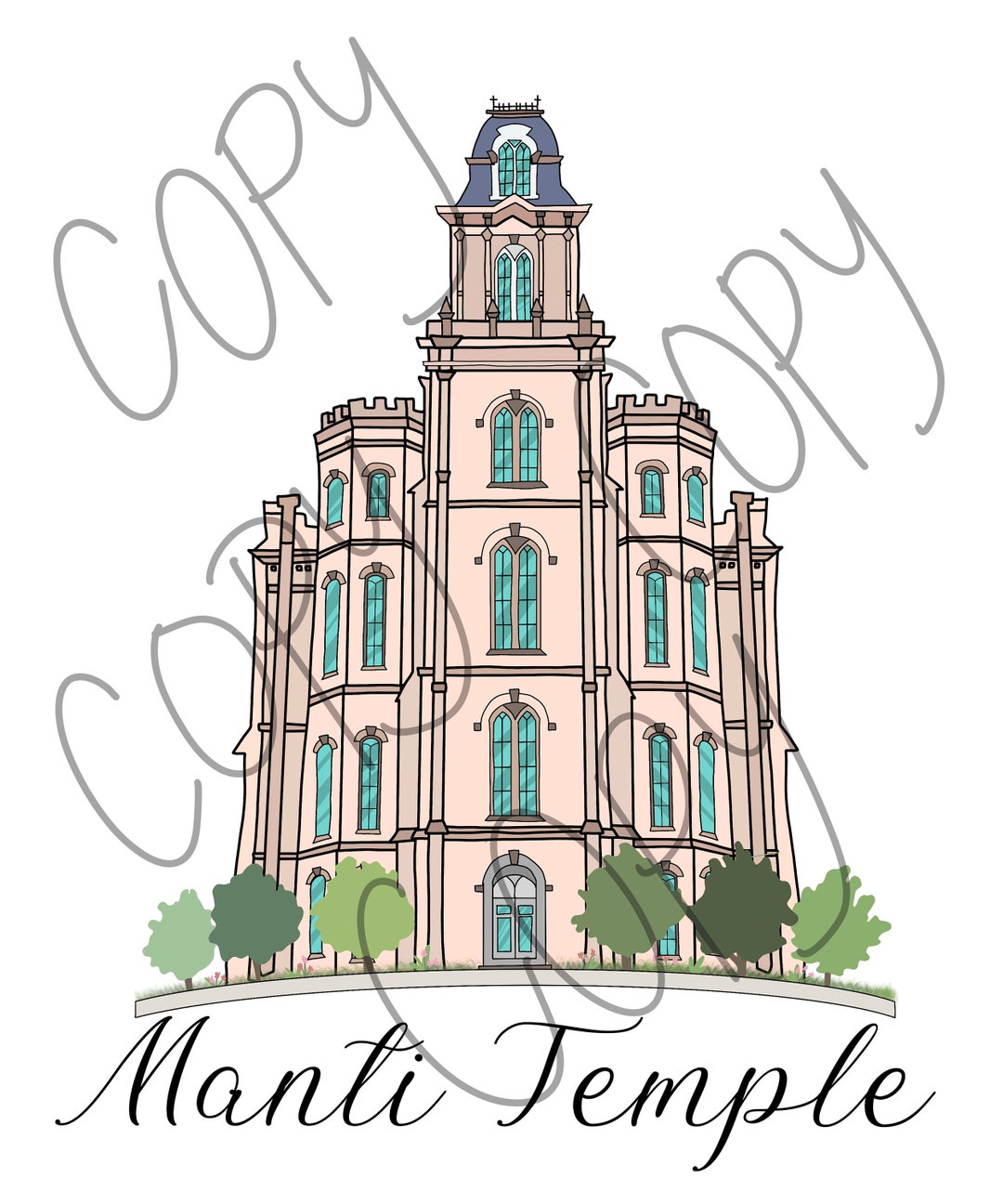Manti Temple Digital Drawing - Etsy