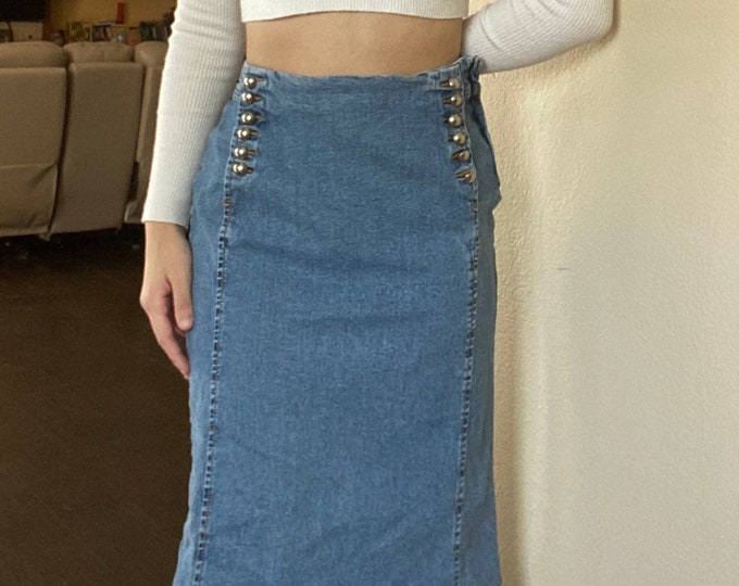 Y2K Denim Maxi Skirt by R4R Rave Jeans 31/32”W - Etsy