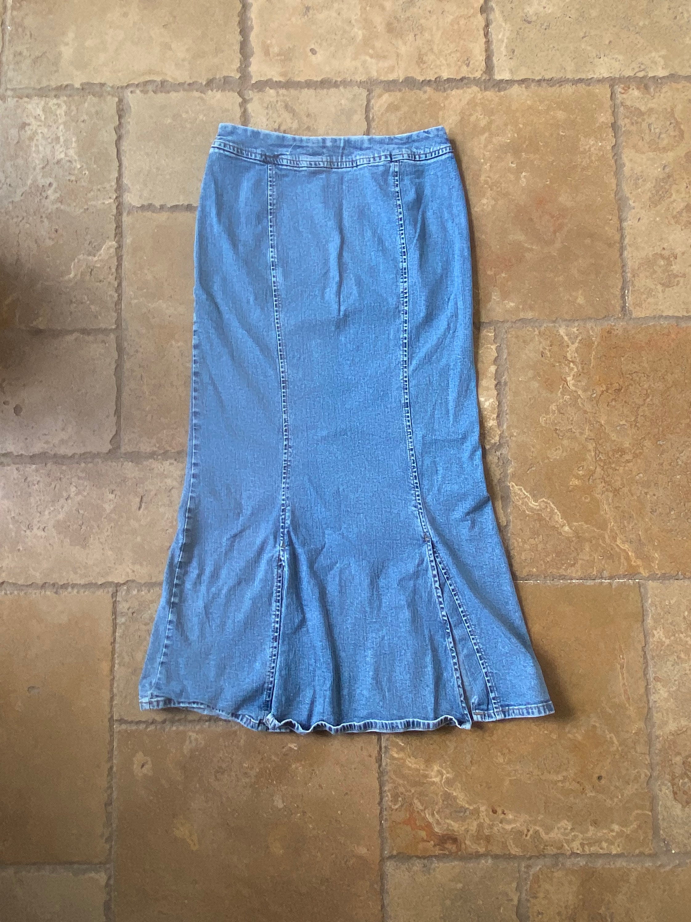 Y2K Denim Maxi Skirt by R4R Rave Jeans 31/32W - Etsy