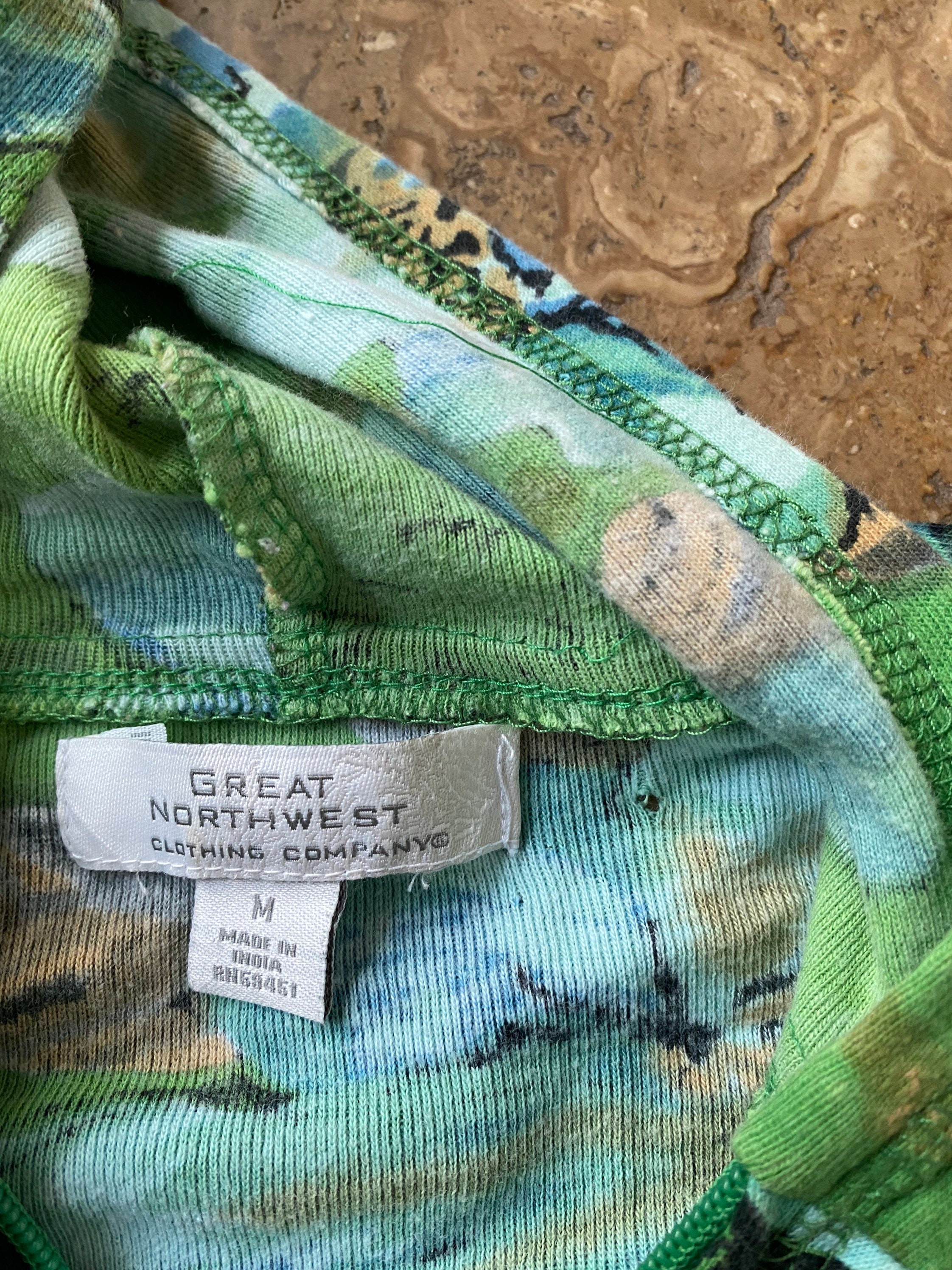 Y2K Green Floral Print Jacket With Hood by Great Northwest Clothing Co ...