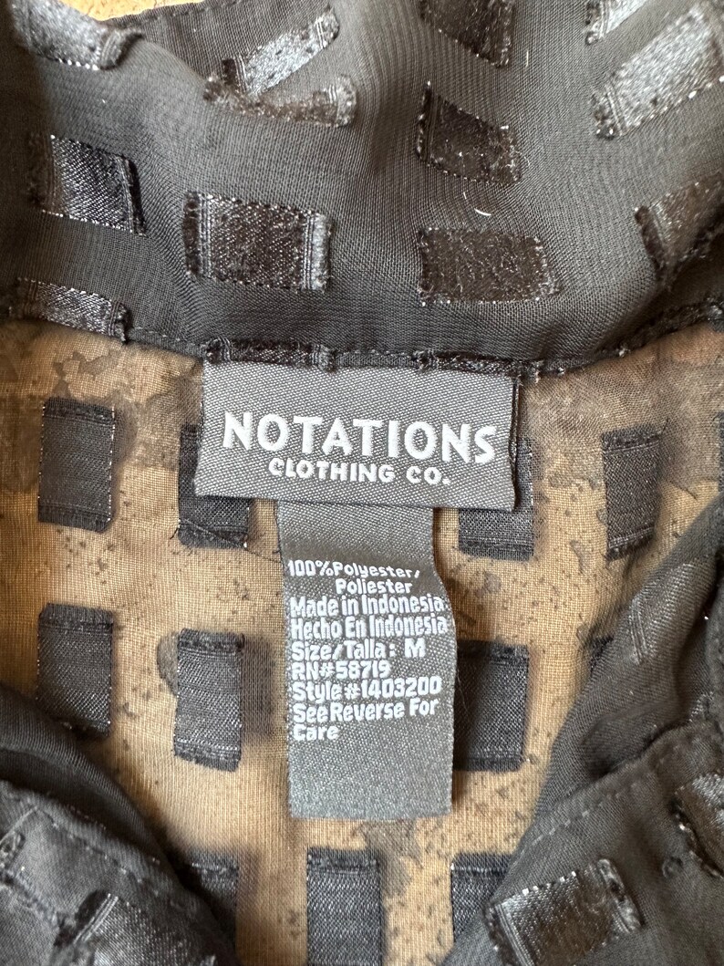 Y2K Black Semi-sheer Button up Long Sleeve Top by Notations Clothing Co ...