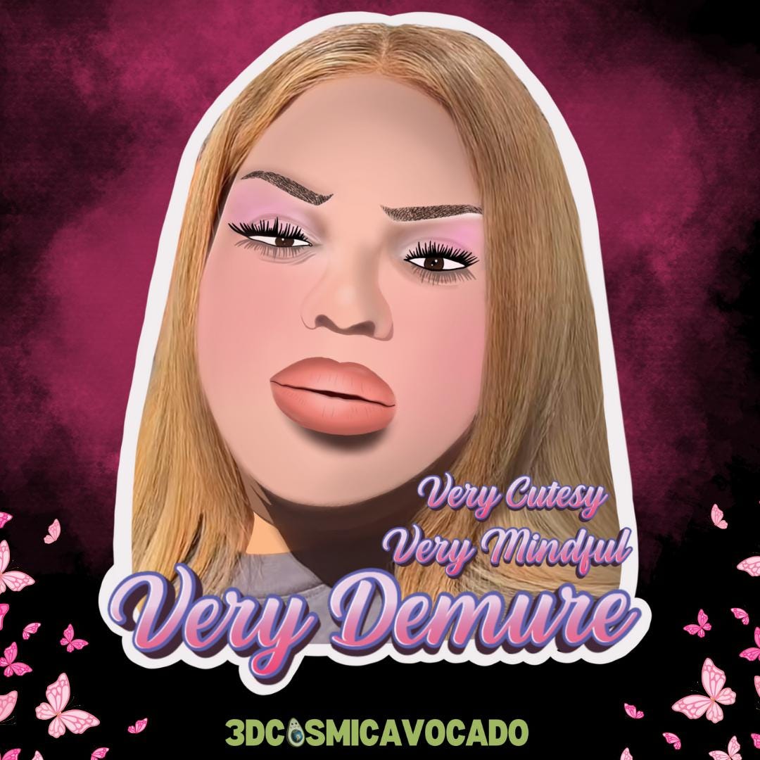 Demure Sticker - Etsy