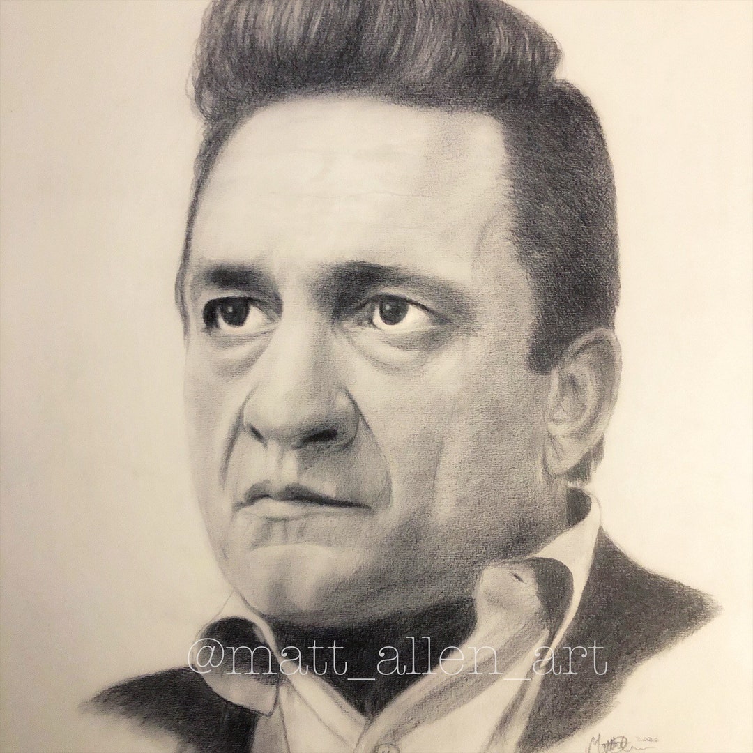 Johnny Cash Pencil Drawing (signed Print) - Etsy UK